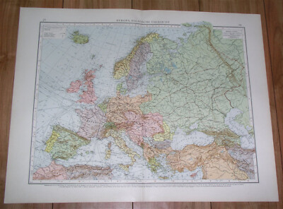 1912 ANTIQUE POLITICAL MAP OF EUROPE AUSTRIA HUNGARY EMPIRE GERMANY ...
