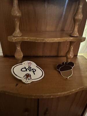 Lot Of 2 Disney Pins - Chip Name Tag And Mickey Acorn | eBay