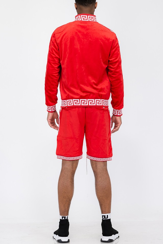 Unisex Full Zip Velour Suede Track Suit Status Print Gold S 3XL Plus ...