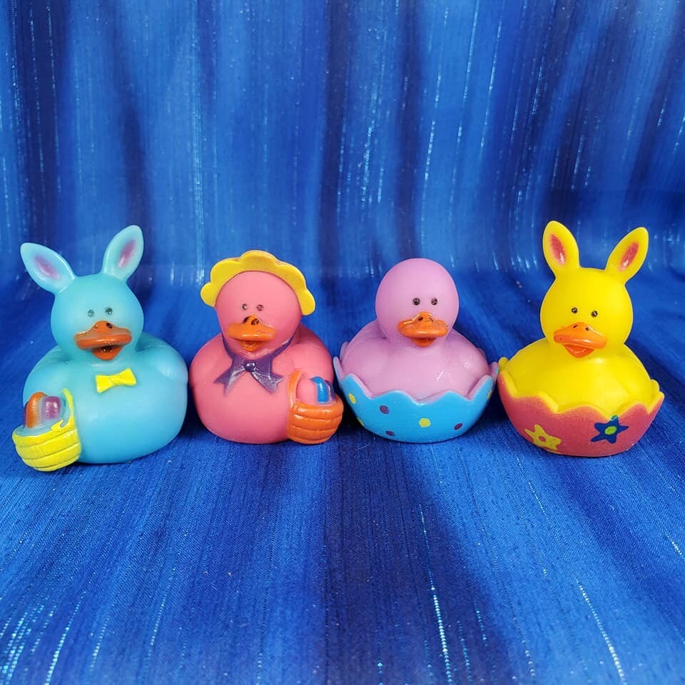 Fun Flock! 12 Easter Rubber Ducks Bunny Chocolate Rabbit Chicks Spring ...