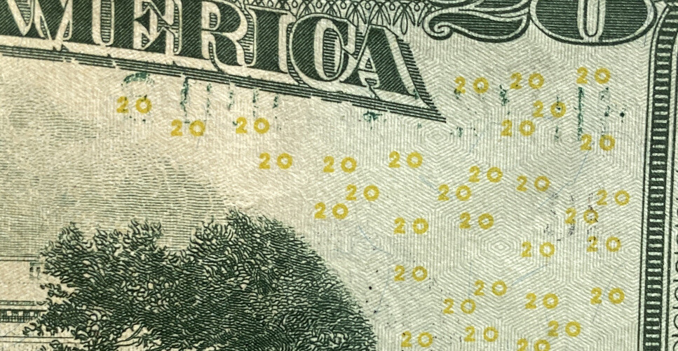 $20 Dollar Bill Ink Error 999 Misprint Extra Ink Bled Through Heavy ...