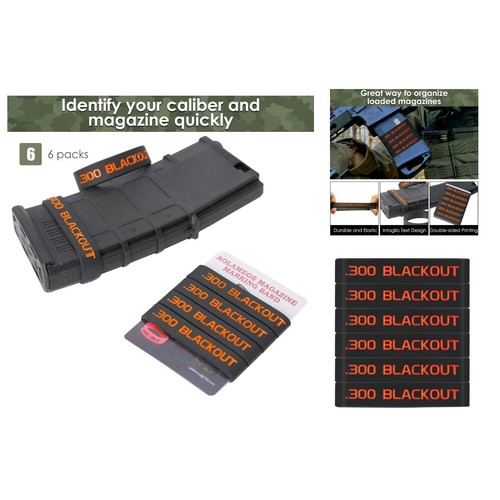 6 Pack Black-Orange Silicone Magazine Marking Bands for Quick ...
