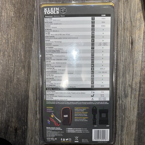 Klein Tools CL800 AC/DC True RMS Auto-Ranging Digital Clamp Meter for ...