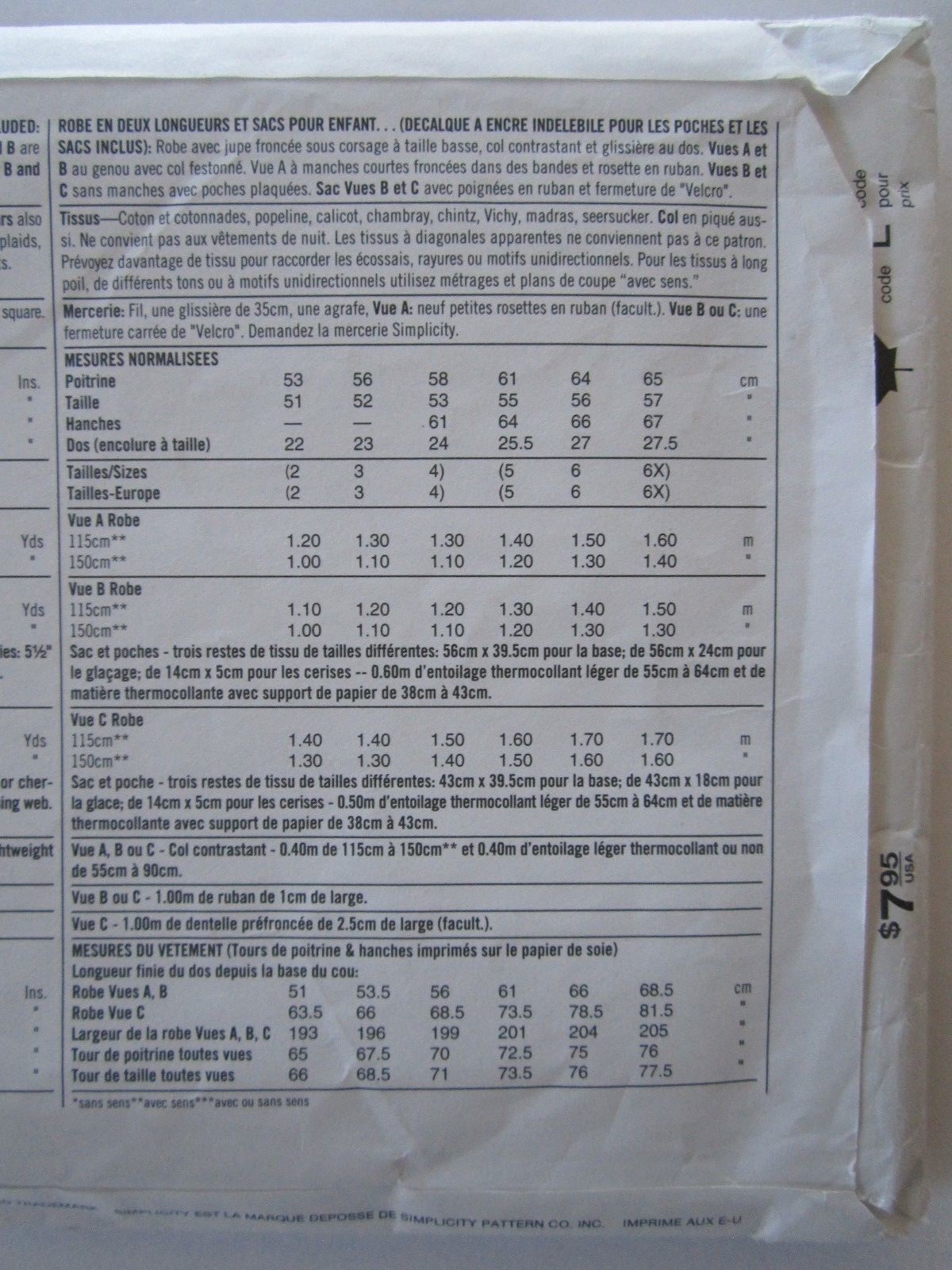 Simplicity Sew Pattern #8938 Girls Sz BB 5,6,6x Spring Easter Summer ...