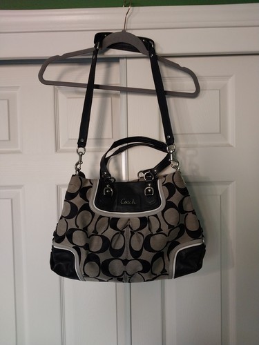 Coach Signature Large Logo Canvas & Leather Purse/Ha… - Gem