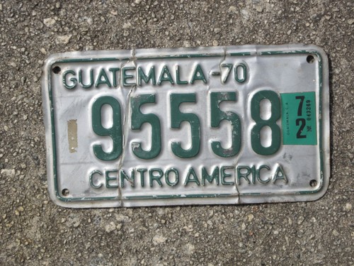 Guatemala Motorcycle License Plate Central America 95558 1970 1971 1972 ...