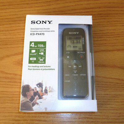 Sony ICD-PX470 == 4GB == Stereo Digital Voice Sound Recorder == NEW IN ...