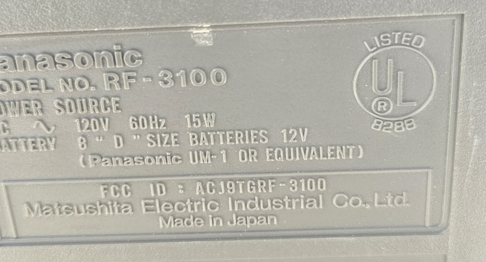 Panasonic RF-3100 FM-AM-SW 31 Band Receiver Shortwave Portable Radio ...