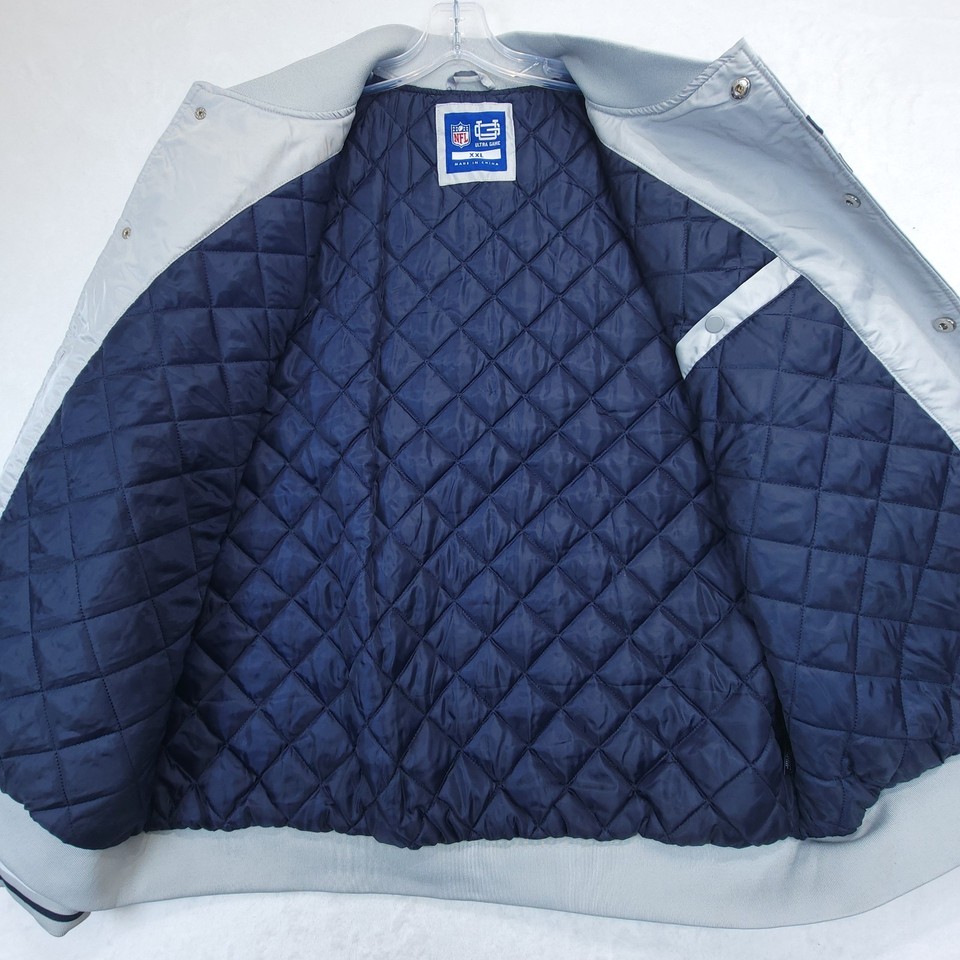 NFL Team Apparel Silver Satin Snap Button Jacket NFL Dallas Cowboys Men ...