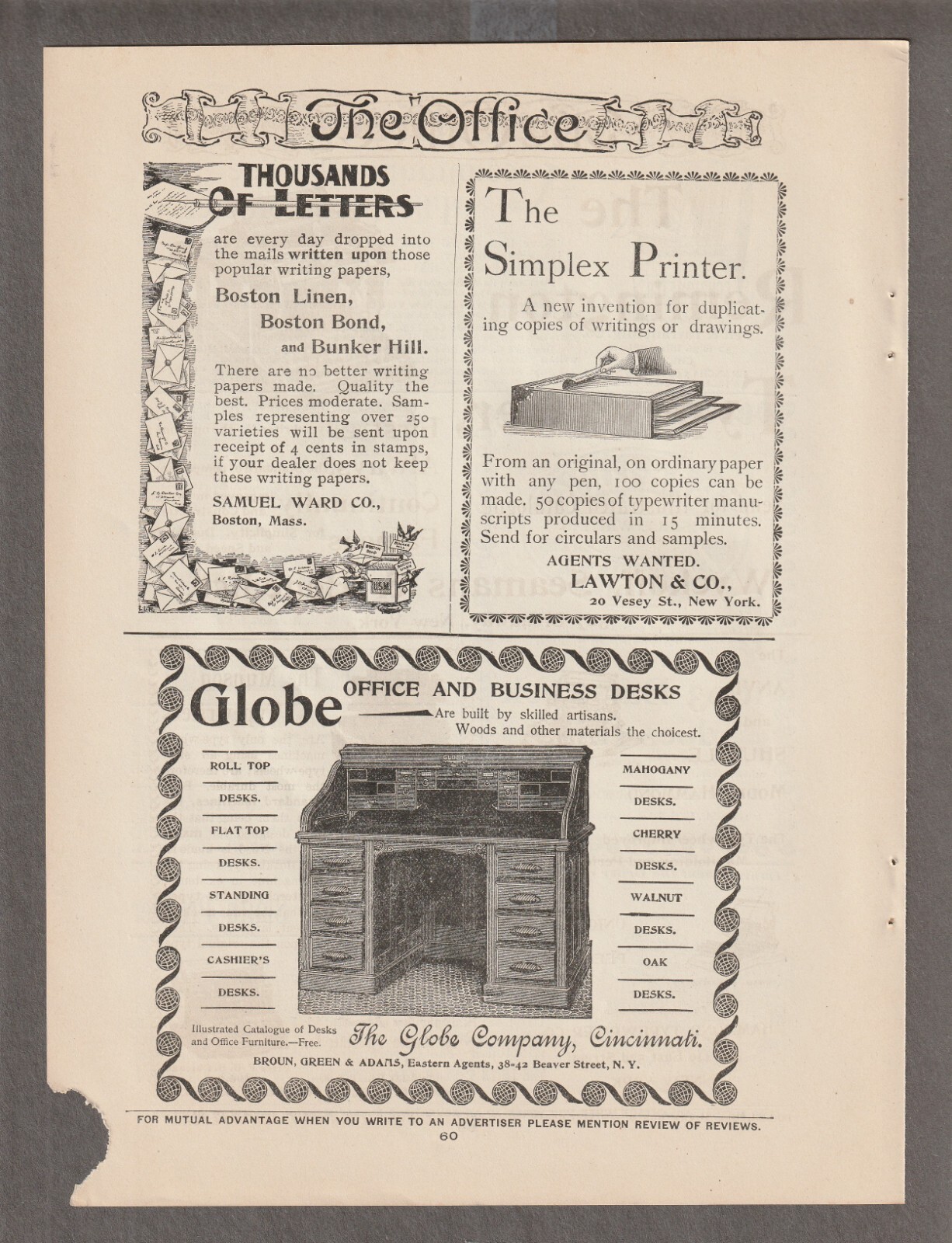 1893 COMPTOMETER Magazine AD~FELT & TARRANT~Boston Linen/Bond WRITING ...