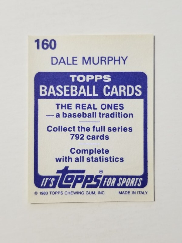 DALE MURPHY 1983 TOPPS BASEBALL STICKER #160 ATLANTA BRAVES | eBay