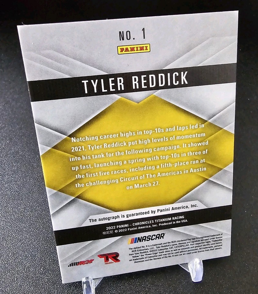 TYLER REDDICK - 2022 Panini Chronicles Racing Titanium Base Autograph ...