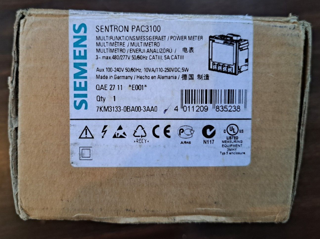 Siemens 7km3133-0ba00-3aa0 Power Meter Sentron Pac3100 7KM31330BA003AA0 ...