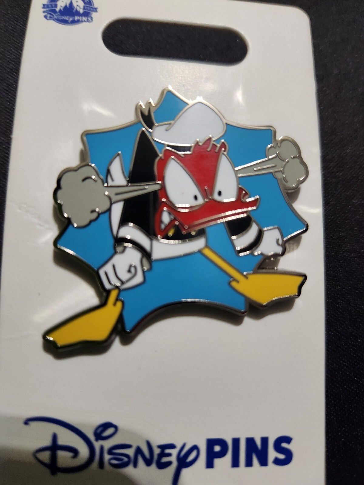 Disney World Donald Duck Red Faced Mad Pin NEW OG Cardboard Steam Out ...