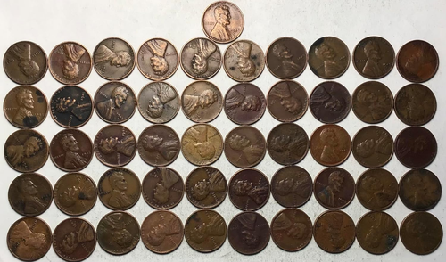 1945 S Lincoln Wheat Cent Penny Roll 50) Coins Penny Seller Very Fine ...