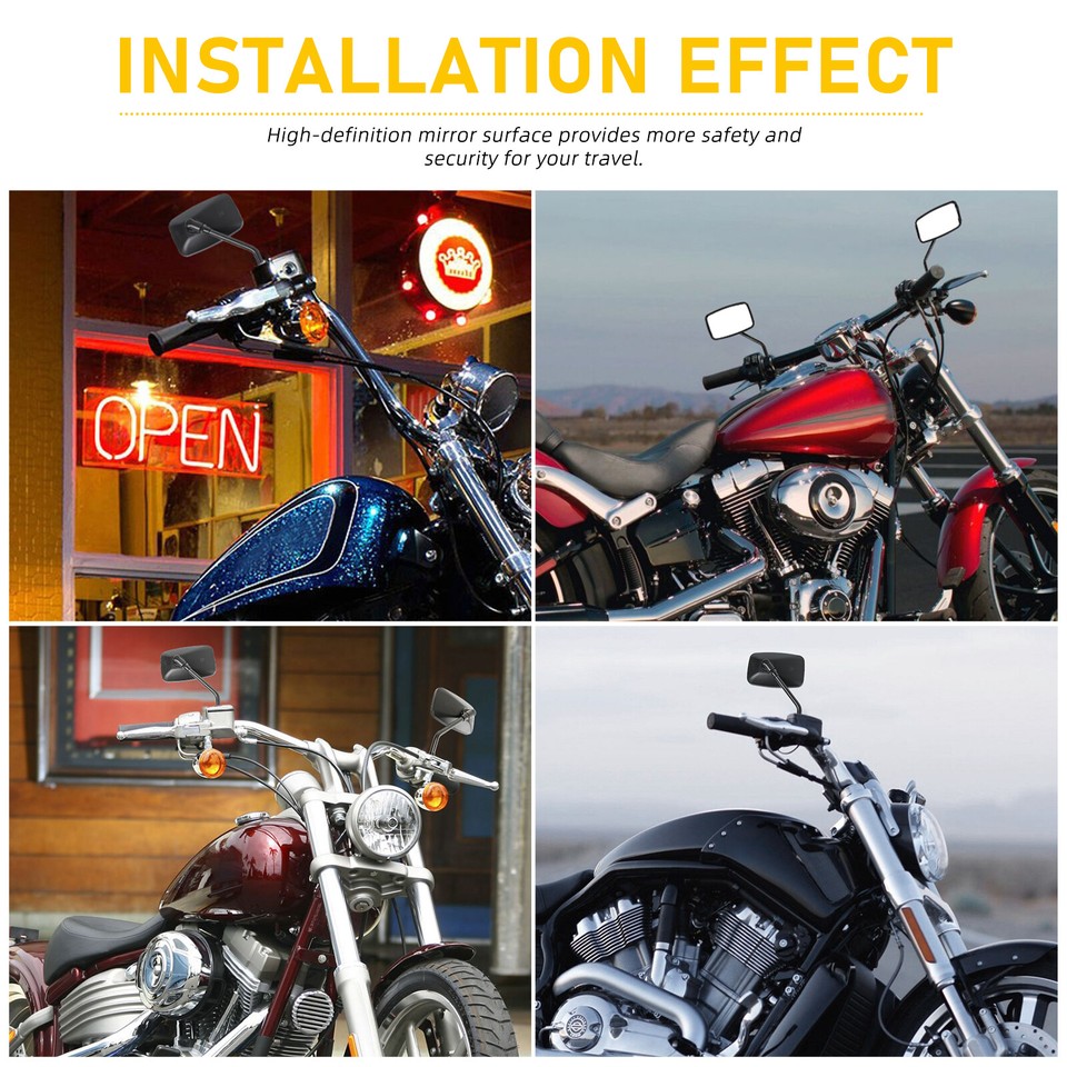 10mm Motorcycle Rectangle Rearview Mirrors For Honda Rebel CMX 250 450 ...