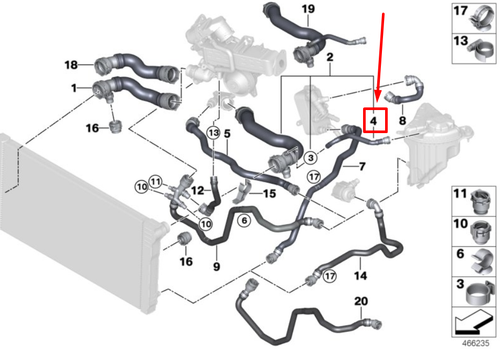 NEW BMW 7 F01, F02 RADIATOR COOLANT HOSE 17127809816 7809816 NO DUTY TO ...