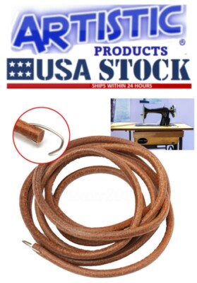 72" LEATHER BELT WITH HOOK FOR SINGER TREADLE SEWING MACHINE 3/16" (5mm ...