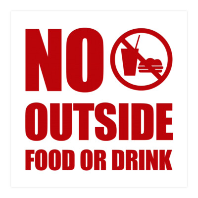 Square No Outside Food or Drink Sign -White /Red (Large) | eBay