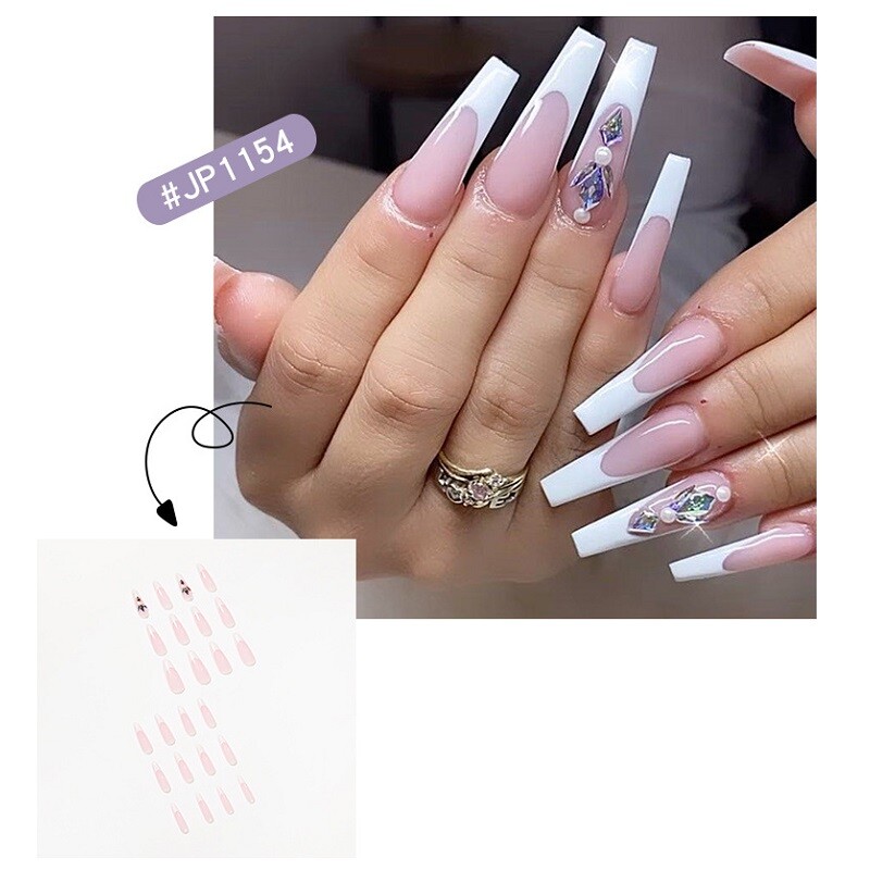 White Tip Coffin Nails