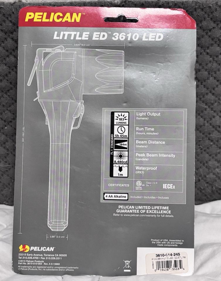 Pelican Little Ed 3610 LED Flashlight High Visibility Yellow | eBay