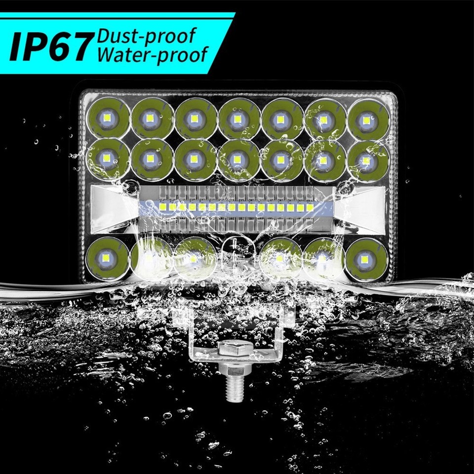 Car LED Lights Headlights Rectangular Replacement 2Pcs Brand New Chrome ...