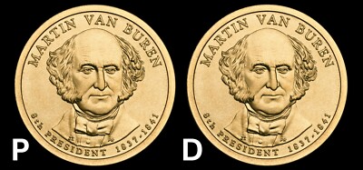 2008 P & D Martin Van Buren Presidential Dollar BU 2 Coin US Mint Set ...