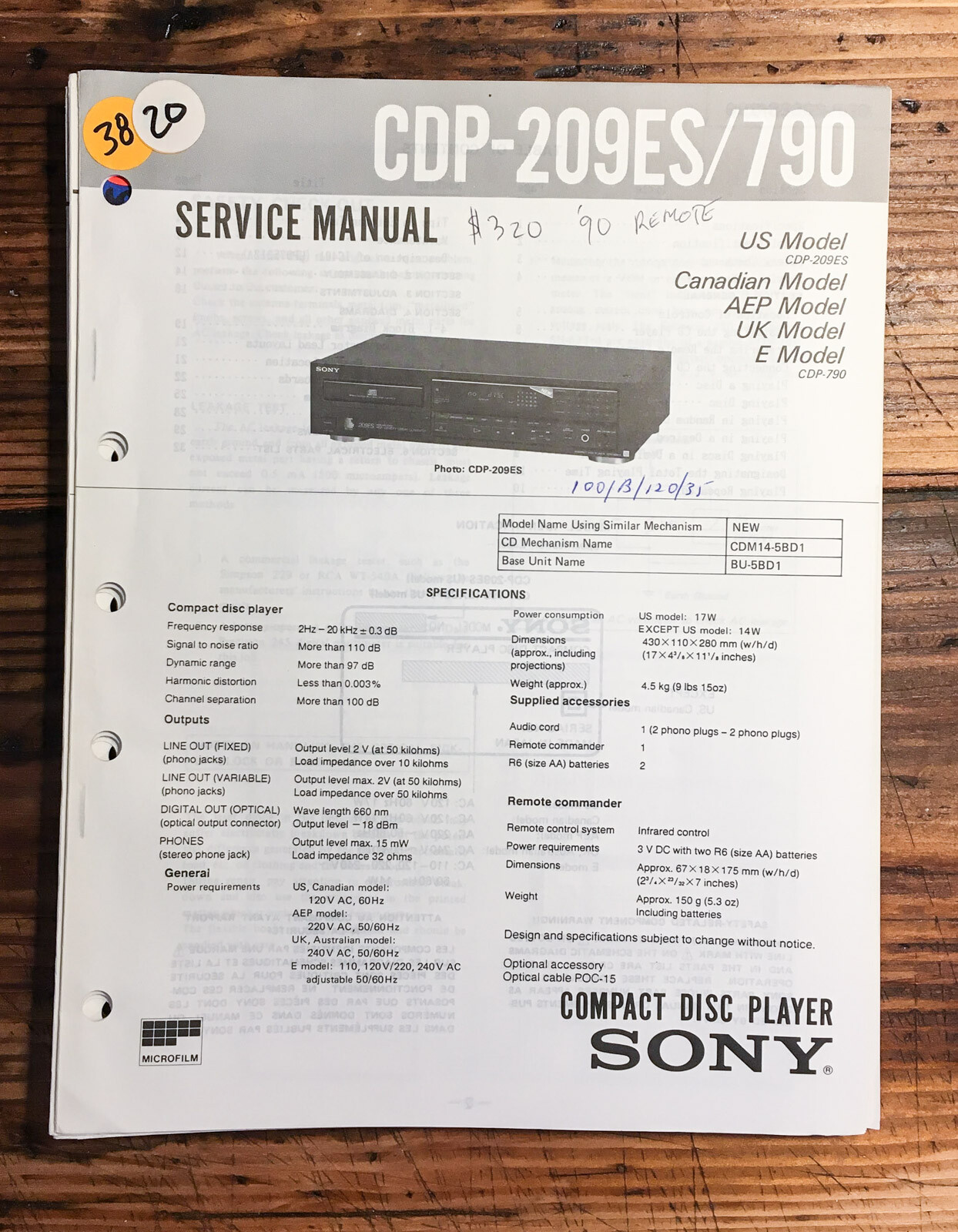 Sony CDP-209ES CDP-790 CD Player Service Manual *Original* | eBay