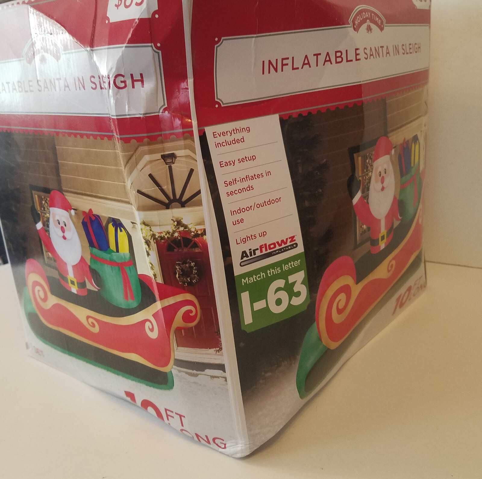 Christmas Holiday Time 10 ft Santa in Sleigh Airblown Inflatable | eBay ...