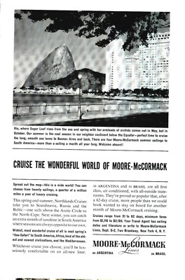 1961 Moore-McCormack Lines Vintage Print Ad Travel Ephemera Vacation ...