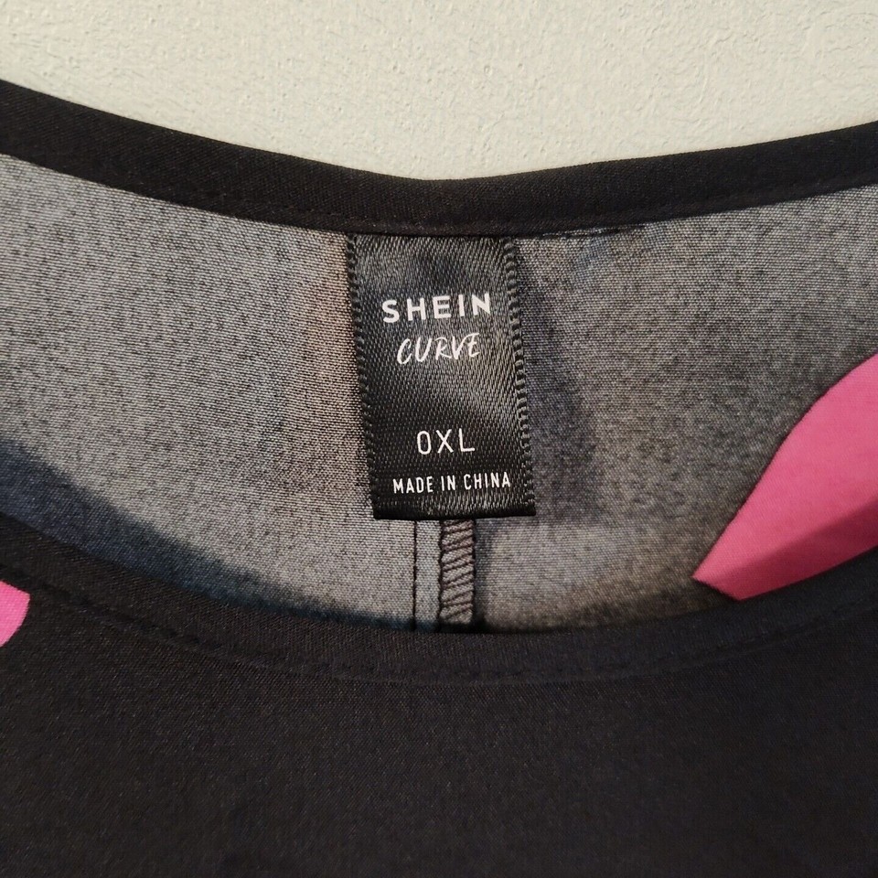 Shein Curve Black Pink Heart Shift Aline Dress Women Plus Size 0XL 12 ...
