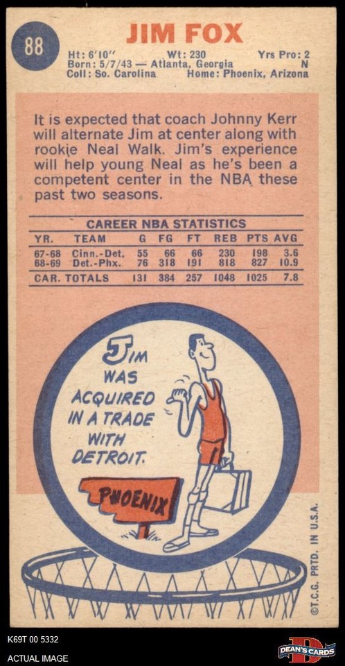 1969 Topps #88 Jim Fox Suns UCLA 4 - VG/EX | eBay