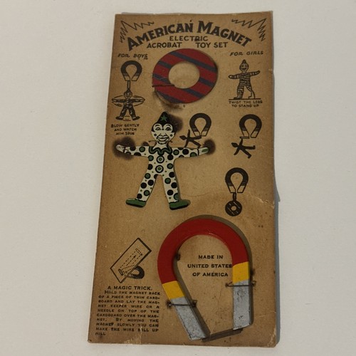 Antique American Magnet Electric Acrobat Toy Set Tin Litho Carded Early ...