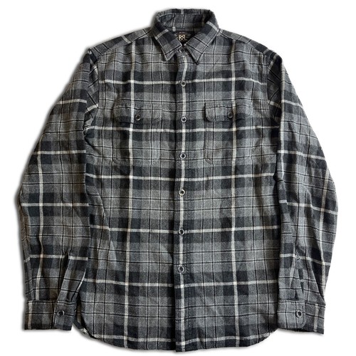 RRL Check Flannel Shirt S Gray Cotton Gusset Used | eBay