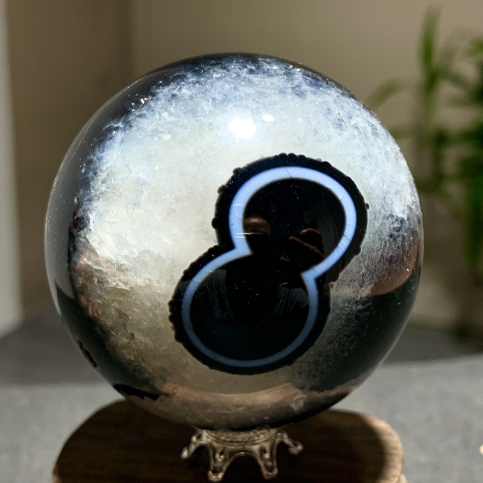 252G Natural black striped agate ball, quartz body healing | eBay UK