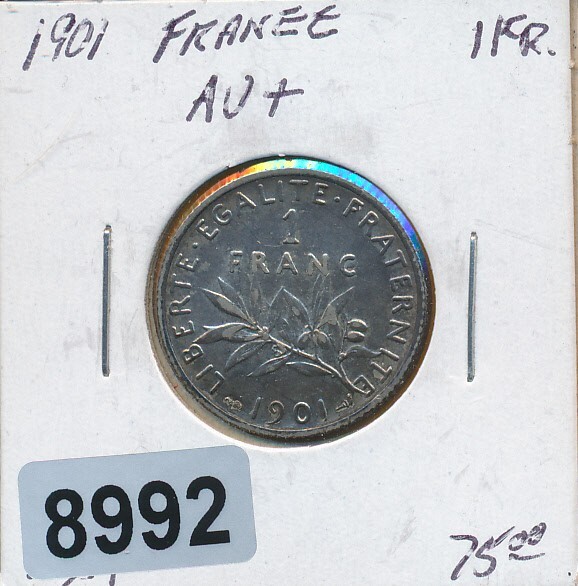 FRANCE - 1 FRANC - 1901 SILVER - BETTER DATE - #8992 | eBay