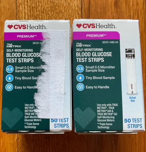 100 CVS Health True Metrix Blood Glucose Diabetic Test Strips Exp 2025 ...