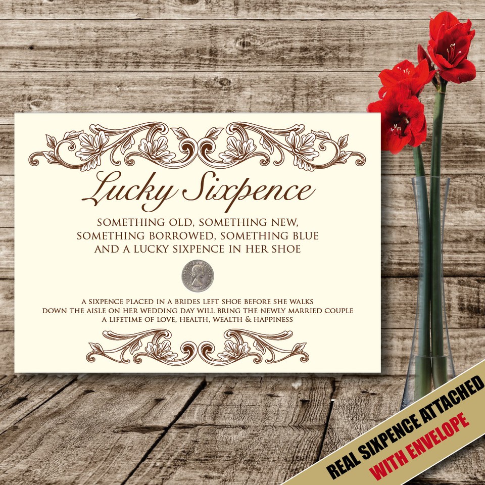 REAL SIXPENCE WEDDING POEM LUCKY GIFT IDEA FOR BRIDES SHOE GOOD LUCK ...