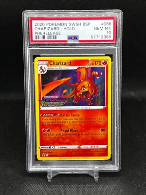 2020 Pokemon SWSH BSP Charizard Holo Prerelease #066 PSA 10 | eBay