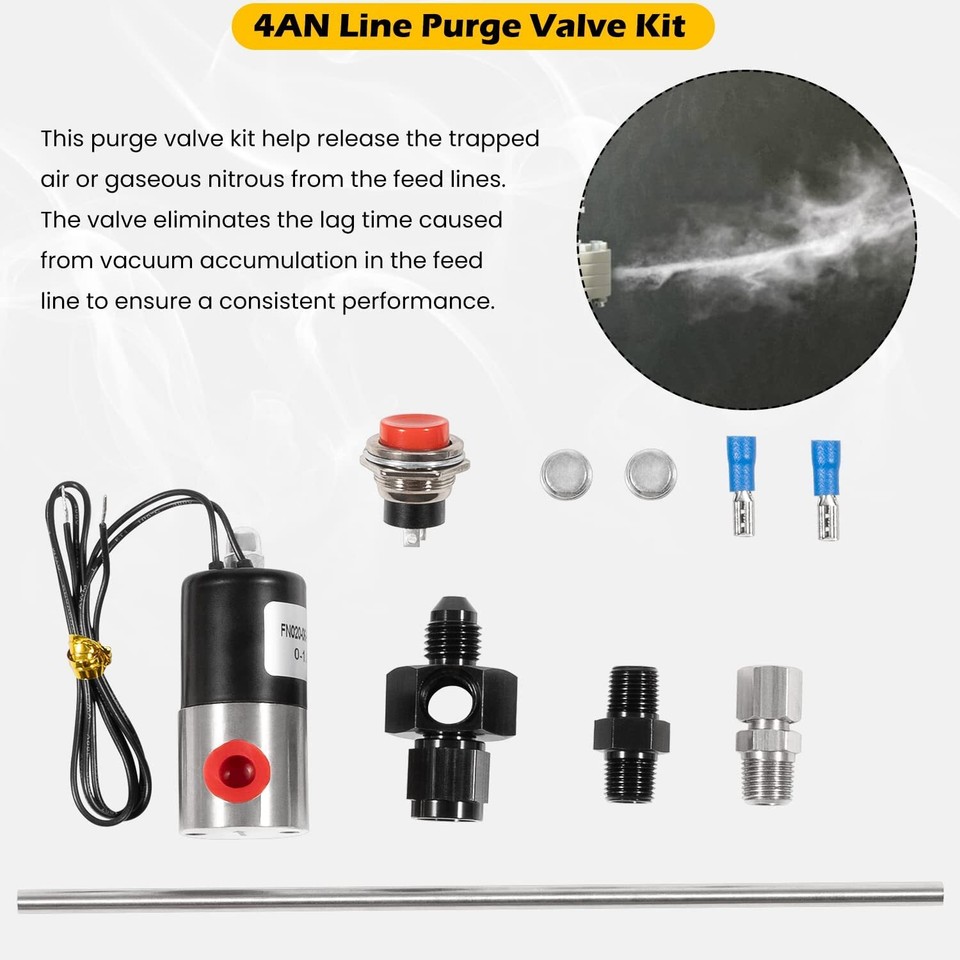 Nitrous Purge Valve Kit 4AN Line Purge Valve Kit Manifold Adapter ...