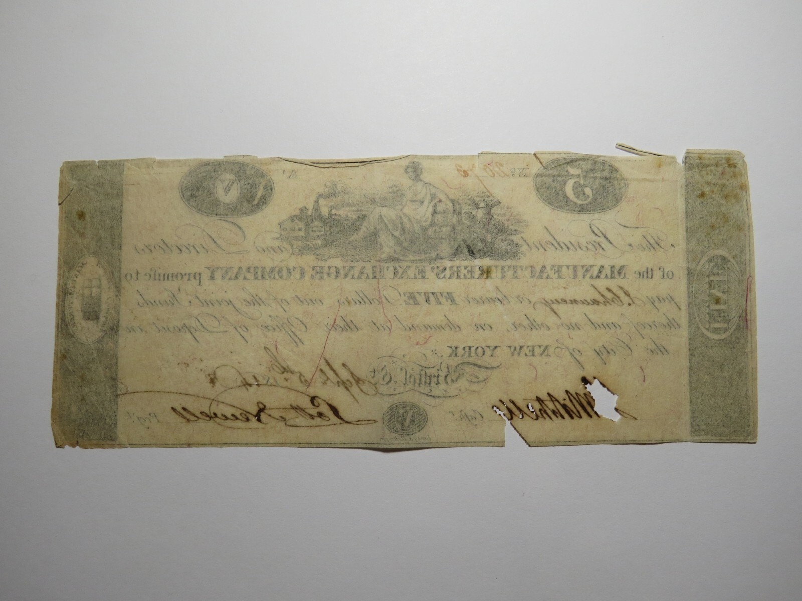 $5 1814 Bristol Connecticut CT Obsolete Currency Bank Note Bill ...