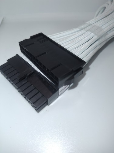 White PSU Cable Power Supply Cable Extension 18AWG 24Pin ATX (One Cable ...