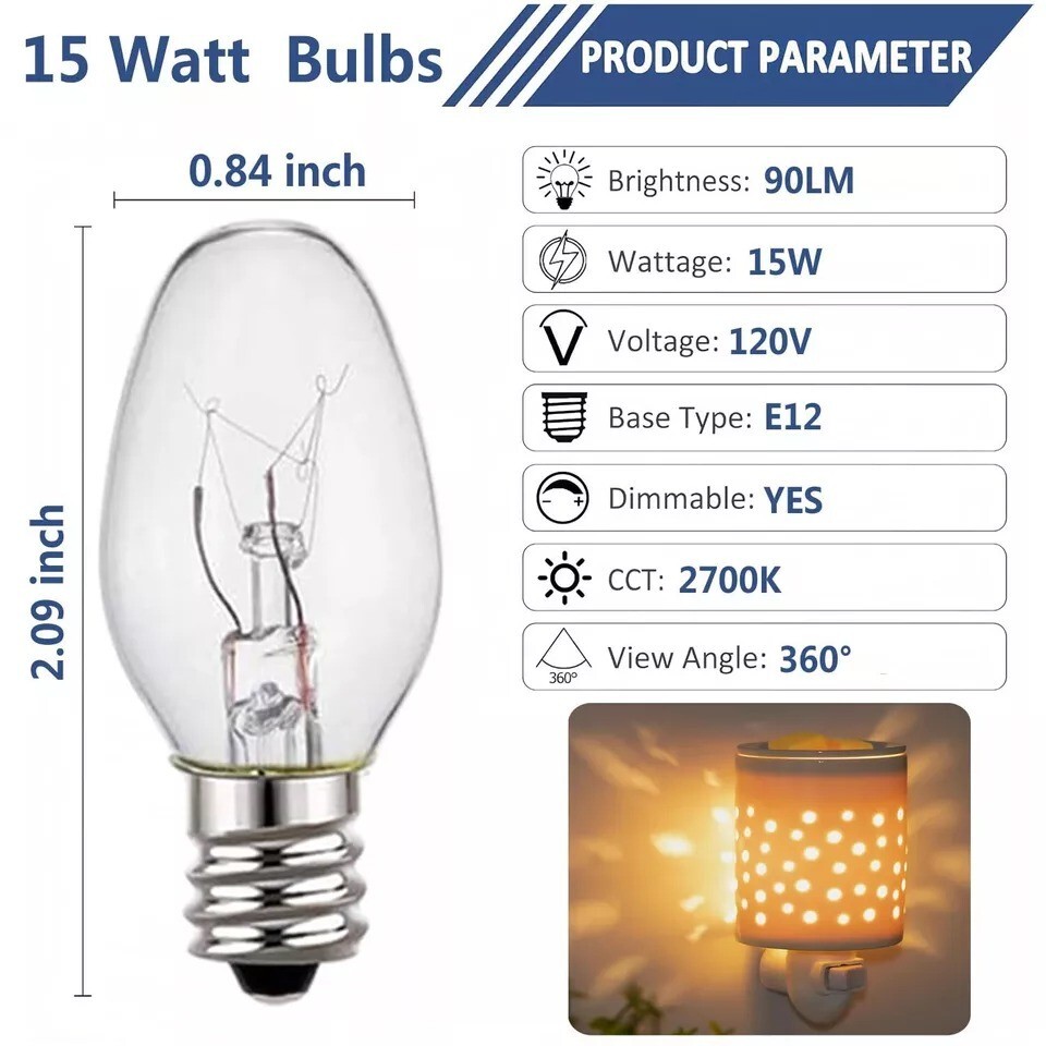 18-Pack Wax Warmer Bulbs 15 Watt Wax Melt Warmer Light Bulbs for ...