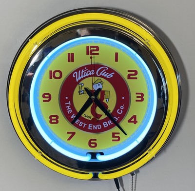Utica Club Beer logo Double Ring yellow Neon Clock | eBay
