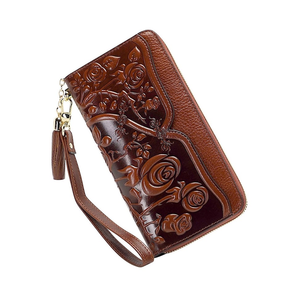 PIJUSHI Designer Genuine Leather Floral Top Handle Satchel Handbags ...