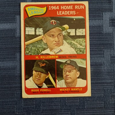 1965 TOPPS #3 AME LEAG HOME RUN LEADERS MANTLE,POWELL & KILLEBREW VERY ...