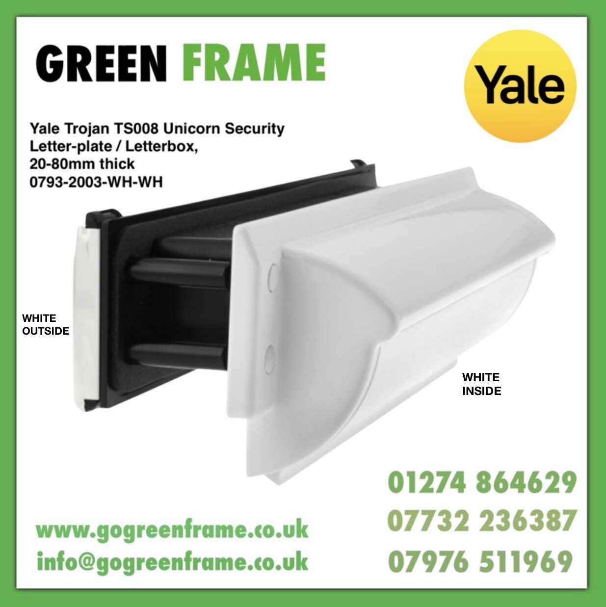 Yale Trojan TS008 Unicorn Security Letter-plate, 20-80mm thick 0793 ...