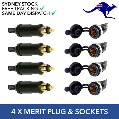 4 x Merit ( Hella) Plug to Cigarette Lighter Panel Mount + 4 X Socket ...