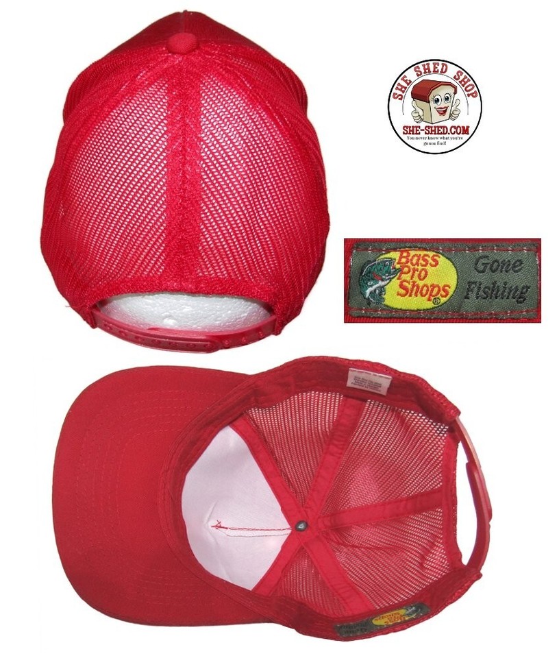 Bass Pro Shops Red Mesh Hat - adjustable snap hat OSFM Bass Pro Red Hat ...