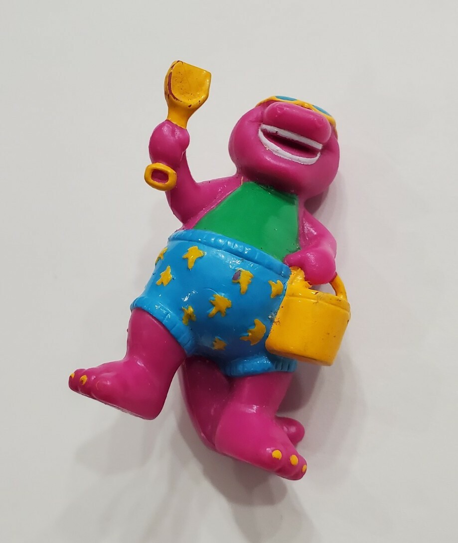 BARNEY PVC FIGURE 2.5 INCH DINOSAUR FIGURE 1993 TV SHOW AT THE BEACH ...